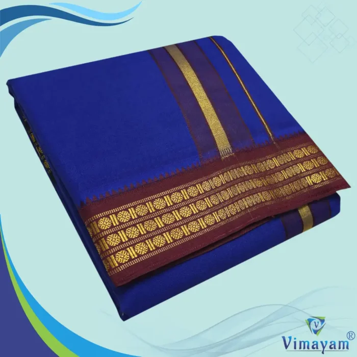 Blue Color Dhoti with Udraj/Coin Border Dhoti – Vimayam Dhotis